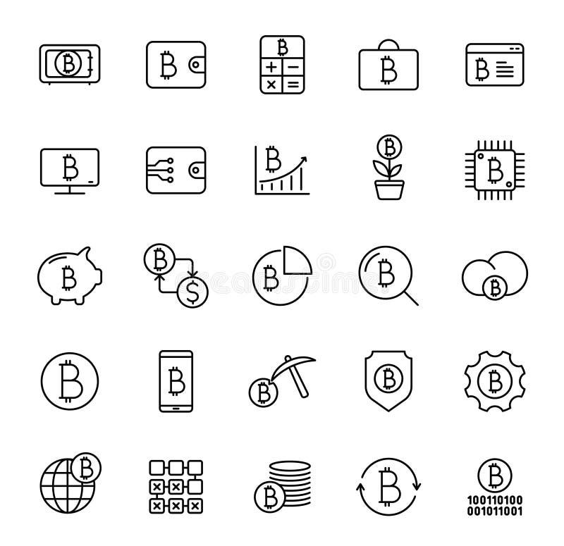 Bitcoin Linear Vector Icons Isolated on White. Stock Vector ...