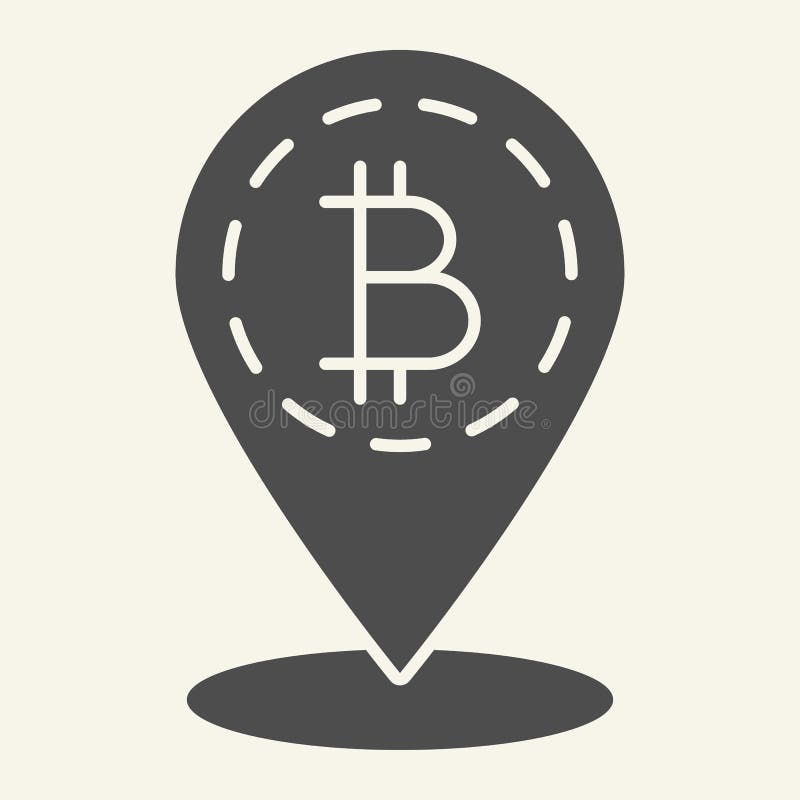 Bitcoin Location Solid Icon. Bitcoin and Map Pin Vector Illustration ...