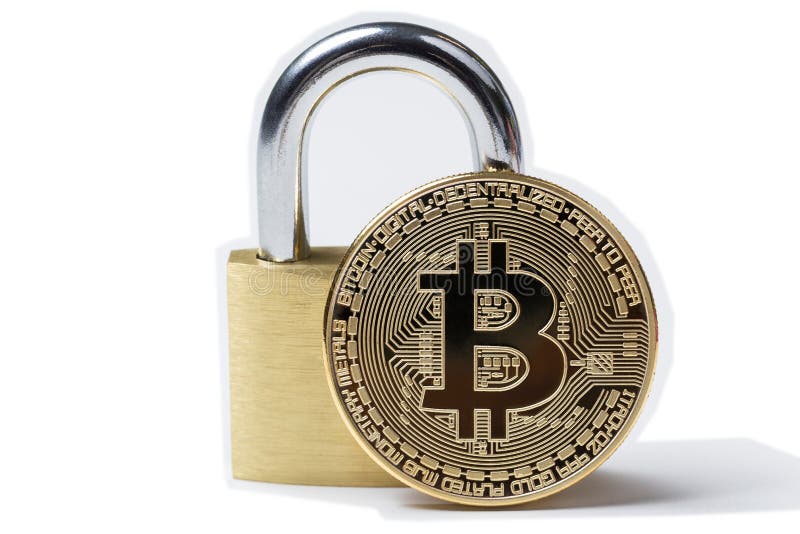 Bitcoin with a Lock Isolated Stock Photo - Image of sign, financial ...