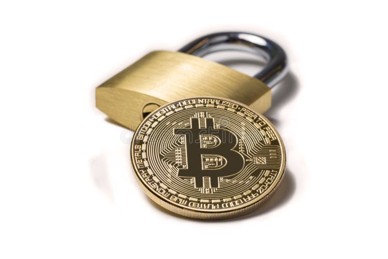 Bitcoin with a Lock Isolated Stock Photo - Image of market, bitcoin ...