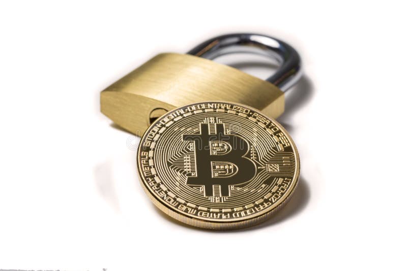Bitcoin with a Lock Isolated Stock Image - Image of safe, payment ...