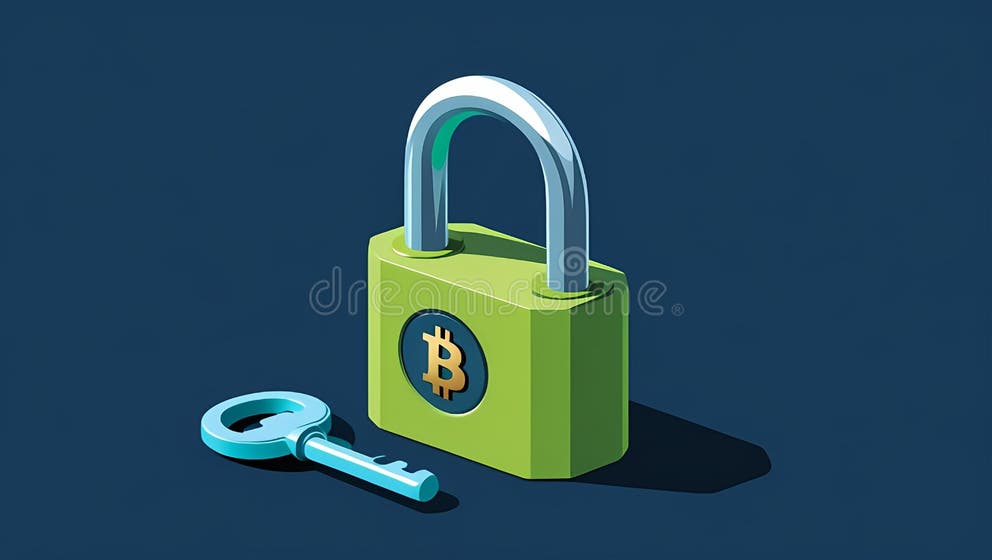 Bitcoin Lock and Key stock illustration. Illustration of security ...