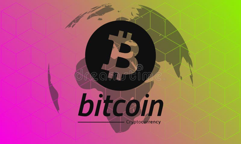 Bitcoin Logo Black. Red-green Gradient Background. Eps10 Vector Stock ...