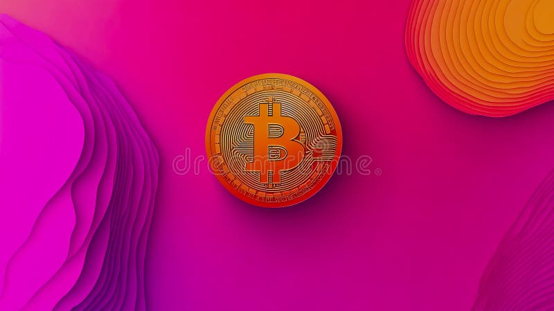 Bitcoin Logo in the Center, Minimalist Design Stock Illustration ...