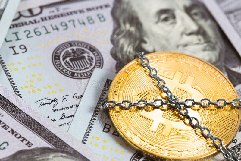 Bitcoin Logo with Chain and Dollars Stock Image - Image of conceptual ...