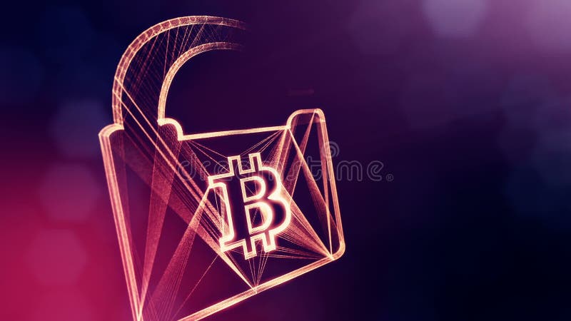 Bitcoin Logo Inside the Lock. Financial Background Made of Glow ...