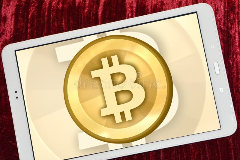 Bitcoin logo on tab editorial photo. Image of bitcoin - 105141846