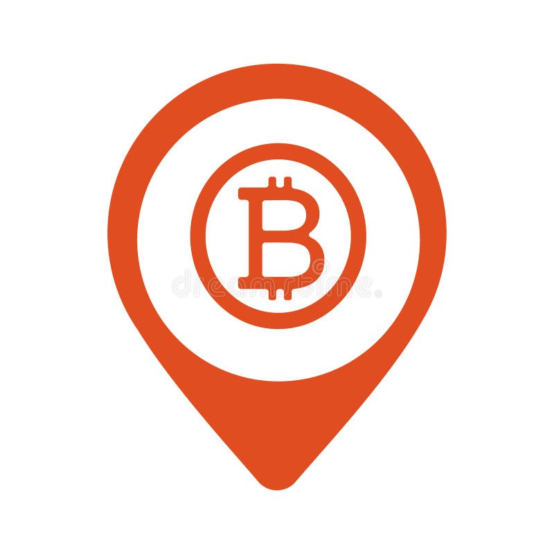 Bitcoin Map Marker Icon. Vector Style is Flat Iconic Symbol with ...