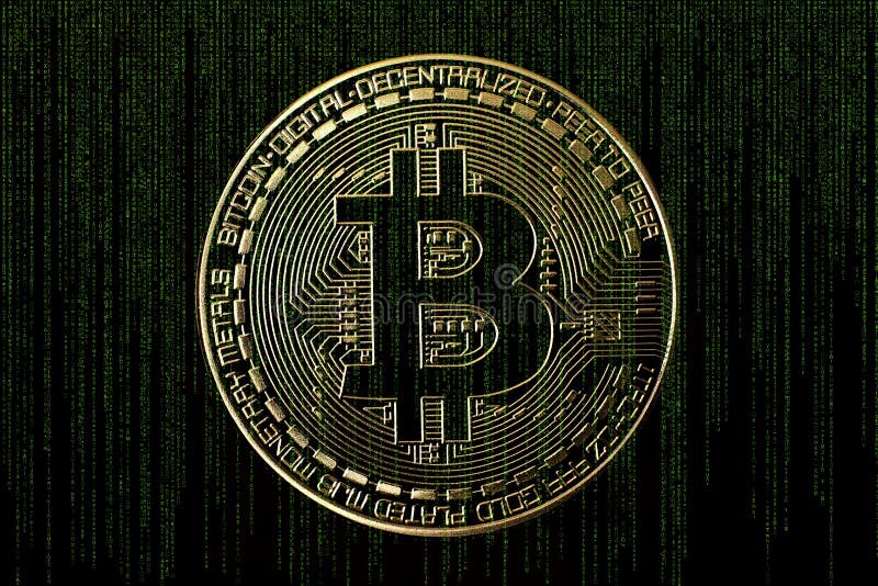 Bitcoin and matrix code stock image. Image of cryptography - 108185883