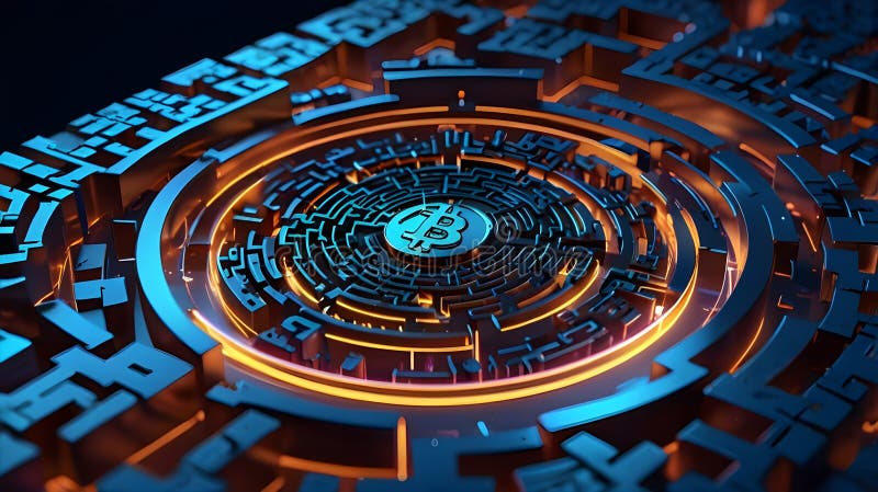 Bitcoin Maze Digital Abstract Art Stock Illustration - Illustration of ...