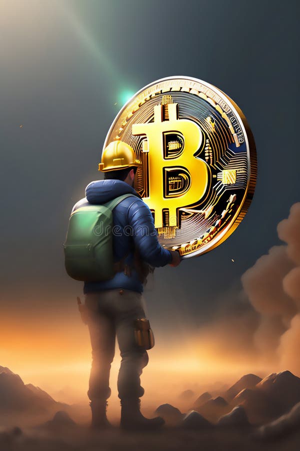 Bitcoin Miner Extracting Bitcoin Coins Inside a Mine (concept)(AI ...