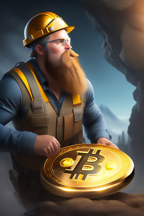 Bitcoin Miner Extracting Bitcoin Coins Inside a Mine (concept)(AI ...
