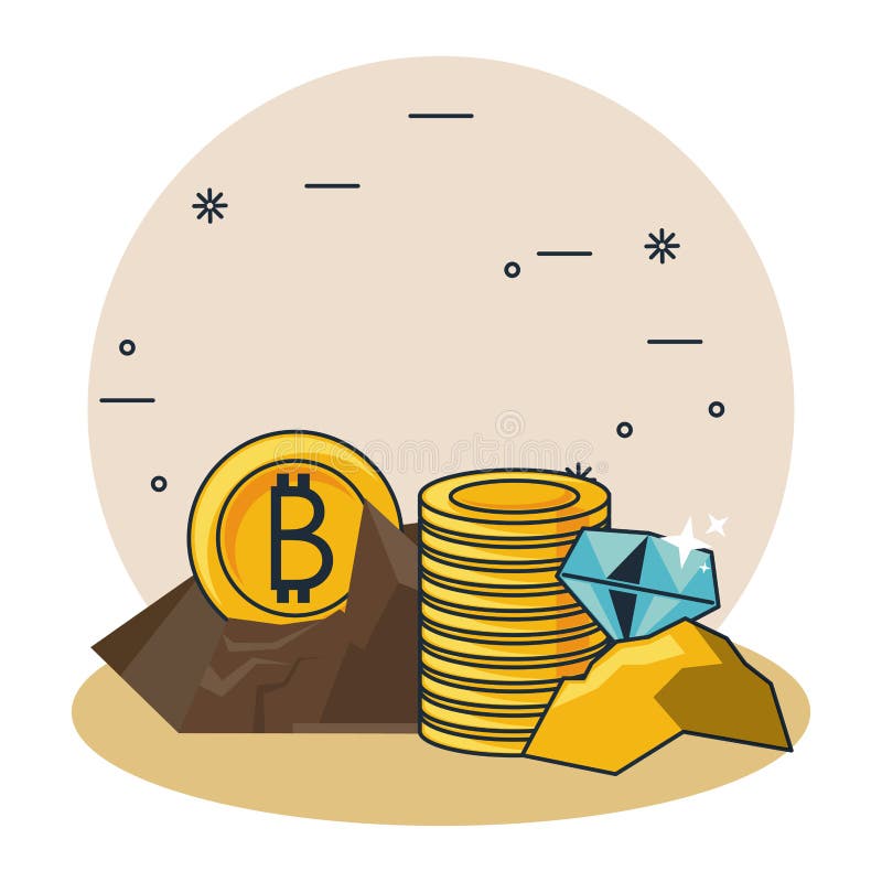 Bitcoin mining cartoons stock vector. Illustration of hardware - 128548911
