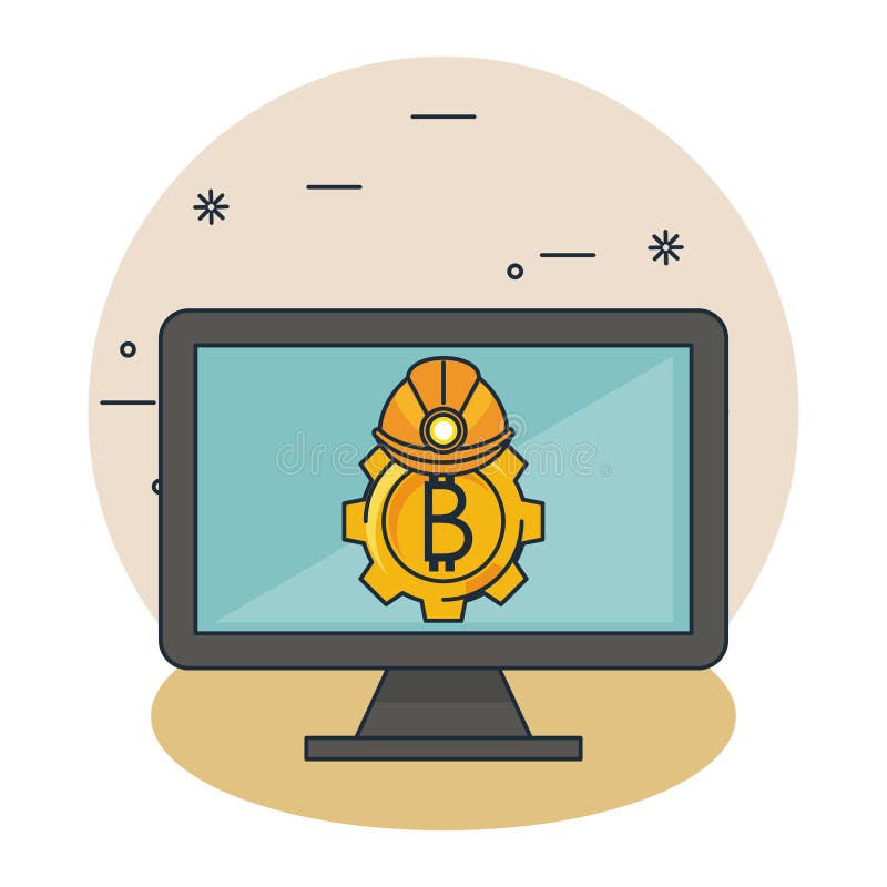 Bitcoin mining cartoons stock vector. Illustration of helmet - 128549756