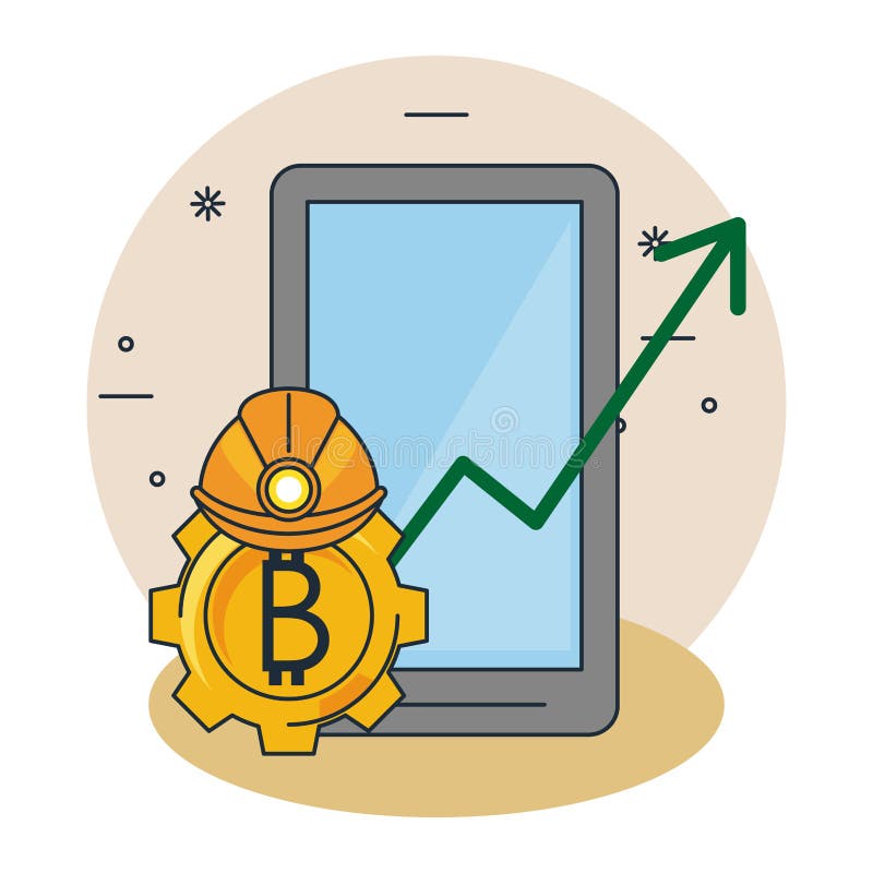 Bitcoin mining cartoons stock vector. Illustration of data - 128549777
