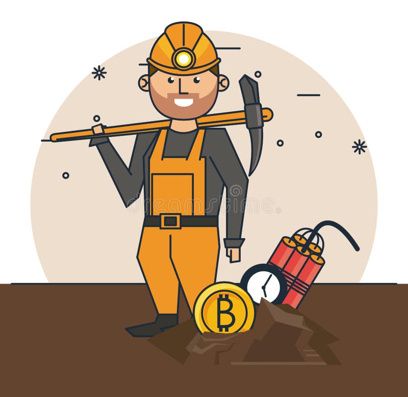 Bitcoin mining cartoons stock vector. Illustration of cryptocurrency ...
