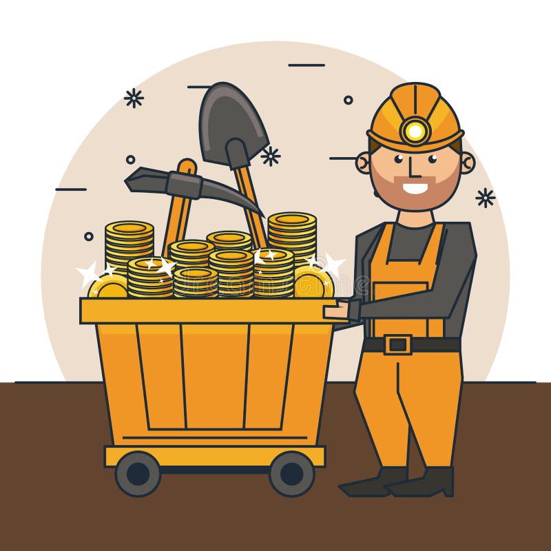 Bitcoin mining cartoons stock vector. Illustration of pick - 128549154