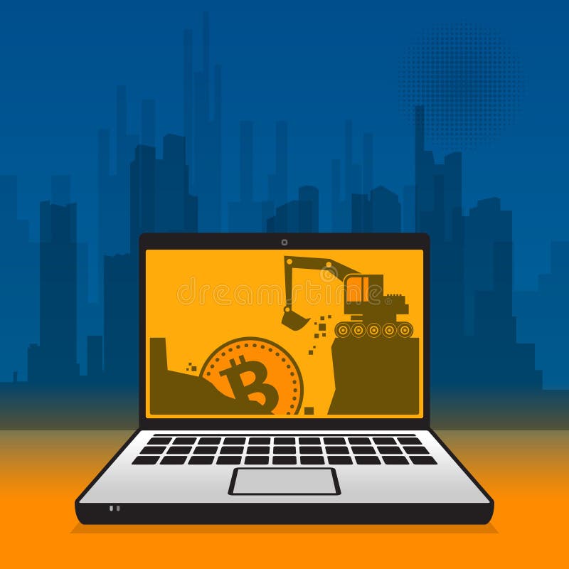 Bitcoin mining concept stock vector. Illustration of digger - 122775883