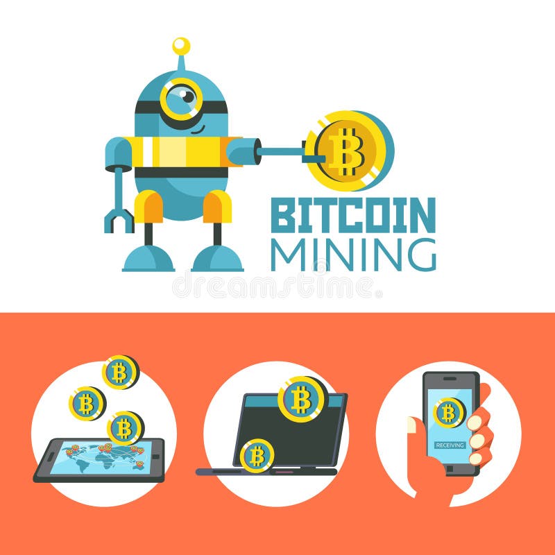 Bitcoin Mining. a Stack of Bitcoin Coins. Modern Business and Finance ...