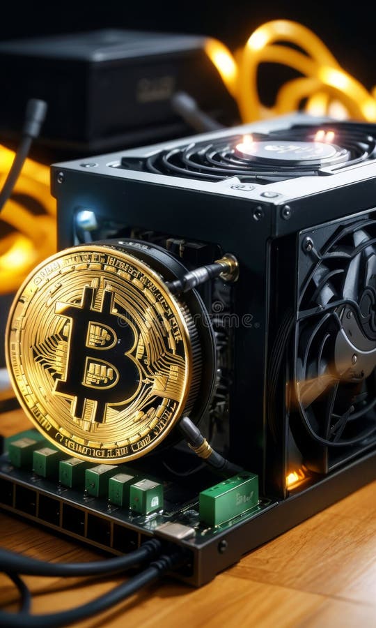 Bitcoin Mining Equipment with Coin Stock Image - Image of crypto ...