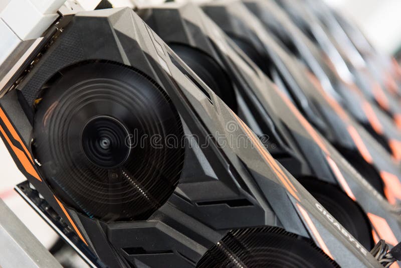 Bitcoin Mining Farm. it Hardware. Electronic Devices with Fans ...