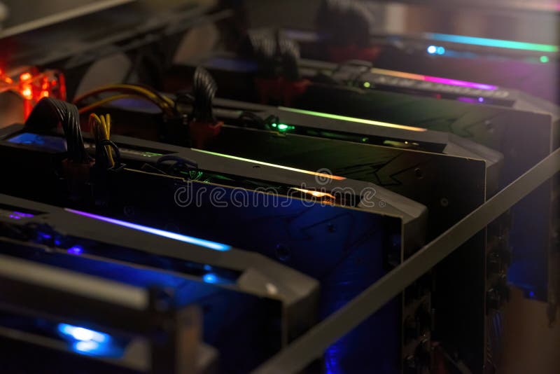 Bitcoin Mining Farm Rig for Mining Cryptocurrency Stock Photo - Image ...