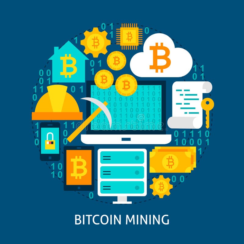 Bitcoin Mining Concept stock illustration. Illustration of symbol ...
