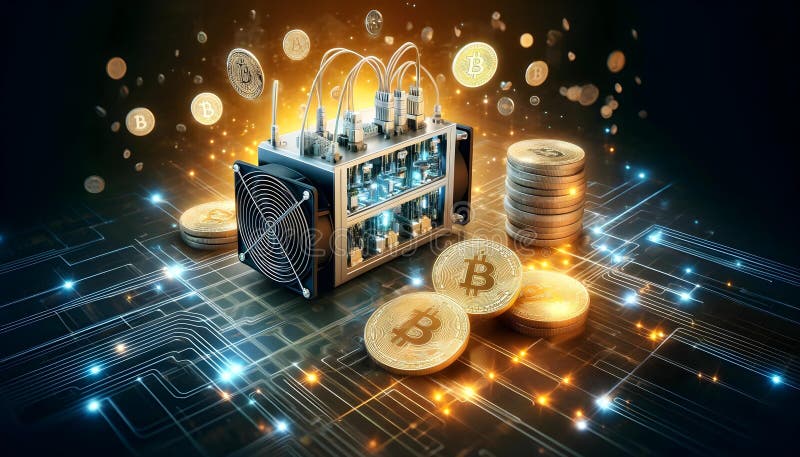 Bitcoin Mining Hardware Setup with Circuitry- AI Generated Stock Photo ...