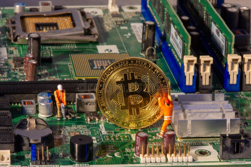 Bitcoin Mining Inside a Computer Stock Image - Image of chip, close ...
