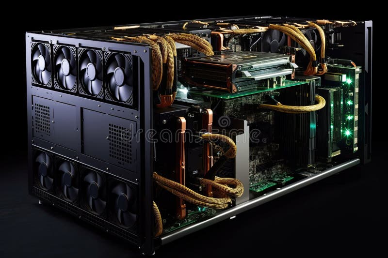 Bitcoin mining rigs stock illustration. Illustration of halving - 283551827