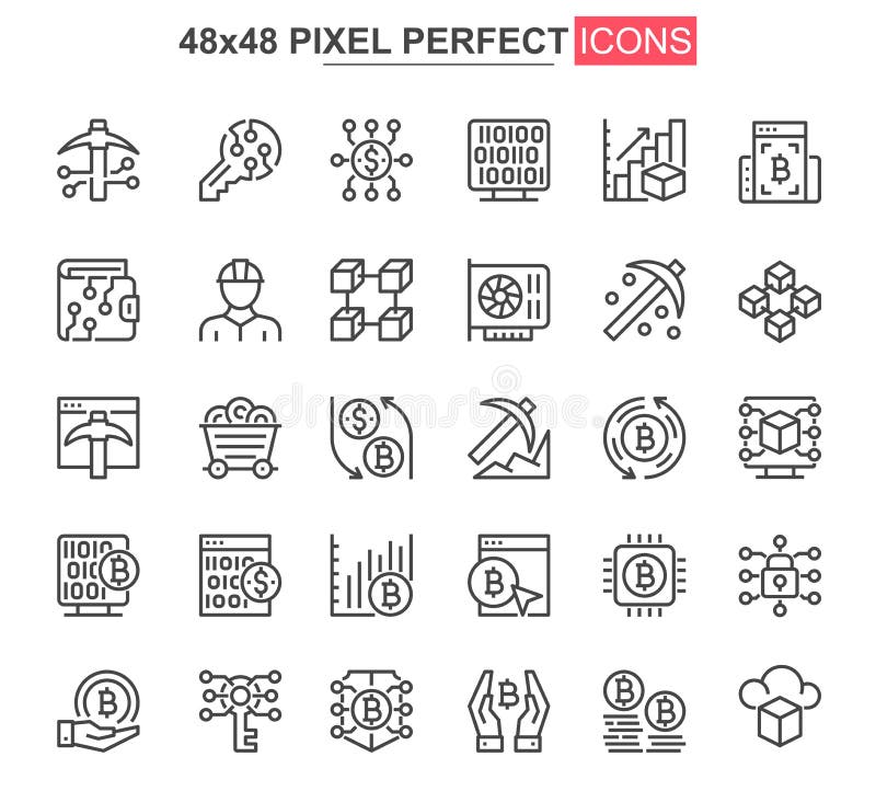 Bitcoin Mining Thin Line Icon Set. Stock Vector - Illustration of lined ... Bitcoin Mining Thin Line Icon Set. Stock Vector - Illustration of lined ...