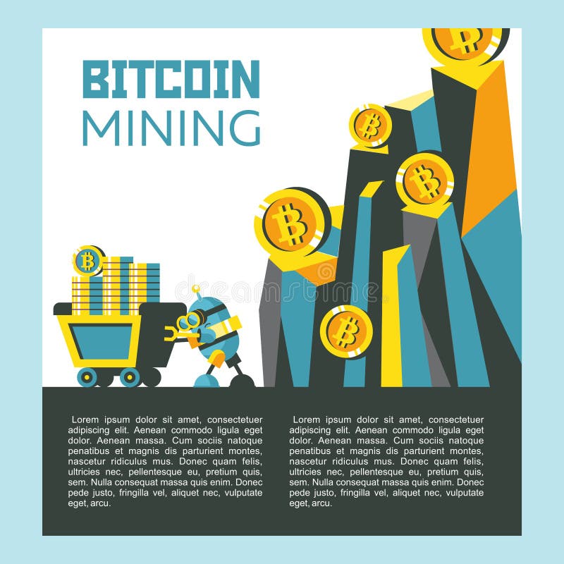 Bitcoin Mining. Vector Conceptual Illustration. Cryptocurrency Stock ...