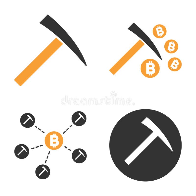 Bitcoin Mining Vector Icon Set Stock Vector - Illustration of symbol ...