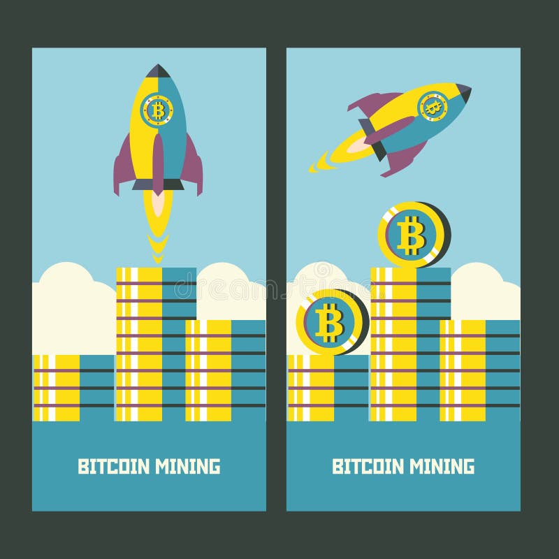 Bitcoin Mining. Vector Illustration. a Stack of Bitcoin Coins. Stock ...