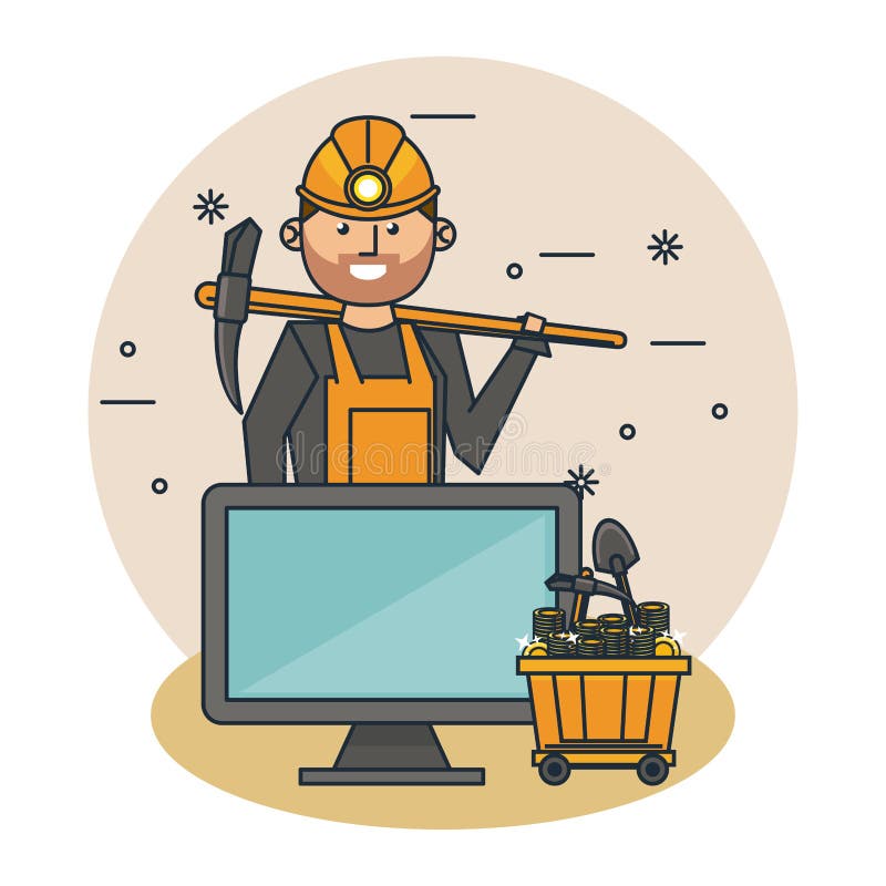 Bitcoin mining cartoons stock vector. Illustration of bitcoin - 128549632