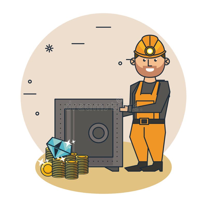 Bitcoin mining cartoons stock vector. Illustration of commerce - 128549875