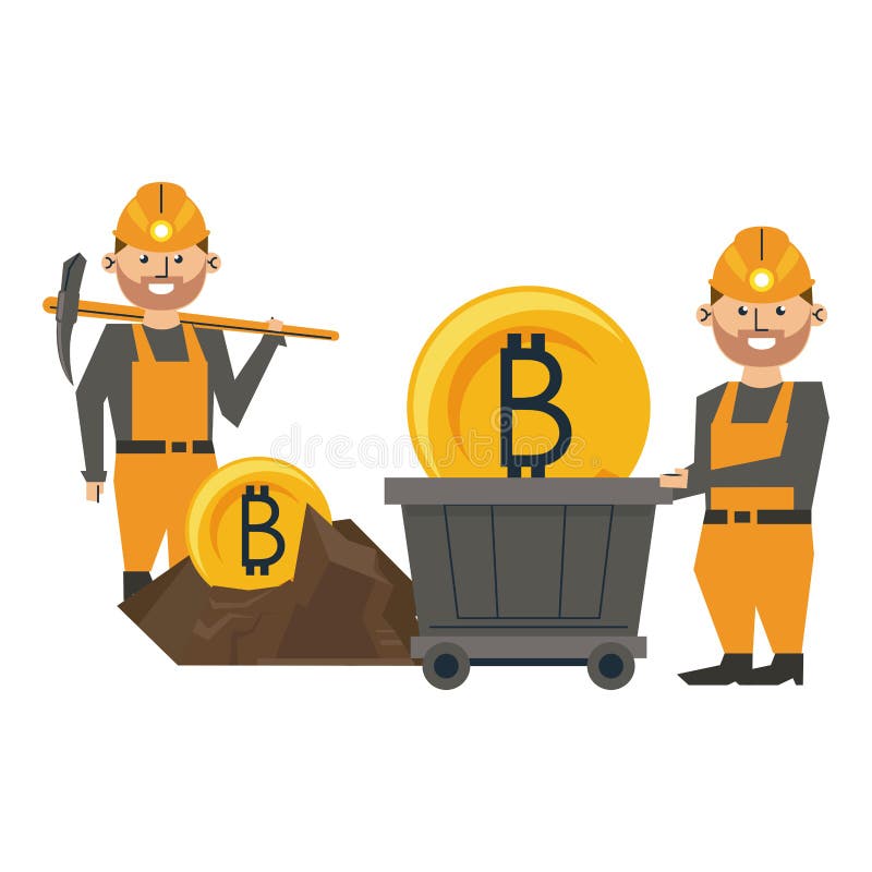Bitcoin mining cartoons stock vector. Illustration of exchange - 128549270