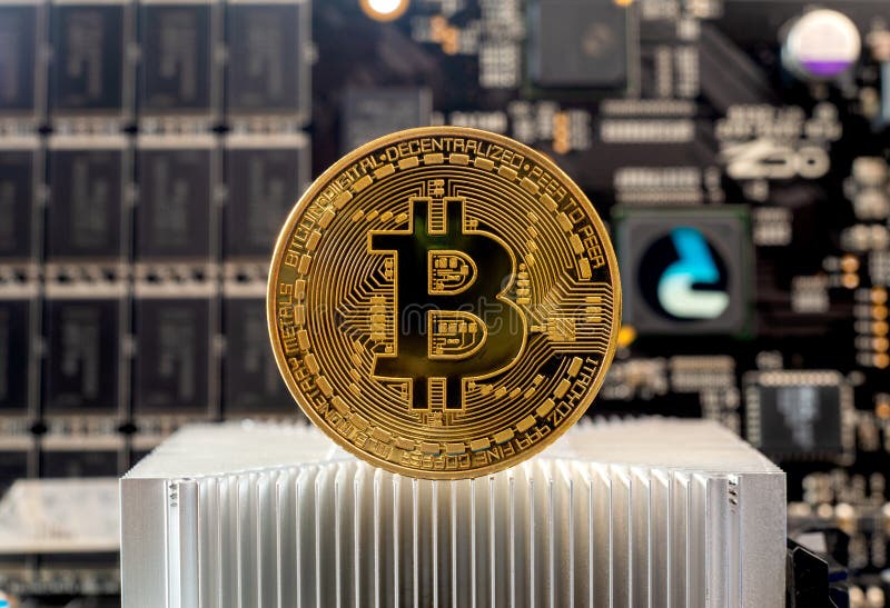 Bitcoin on motherboard stock photo. Image of ecommerce - 262184302