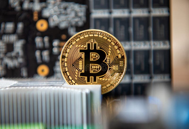 Bitcoin in motherboard stock photo. Image of growth - 262184170