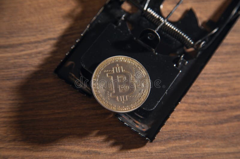 Bitcoin in Mouse Trap. Virtual Currency Stock Illustration ...