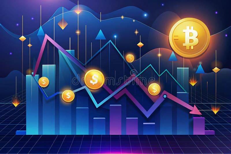 Bitcoin Negative Trend. Stock Market Chart Concept. Stock Illustration ...