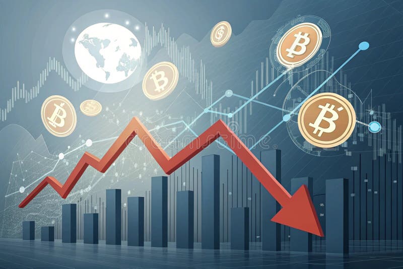 Bitcoin Negative Trend. Stock Market Chart Concept. Stock Illustration ...