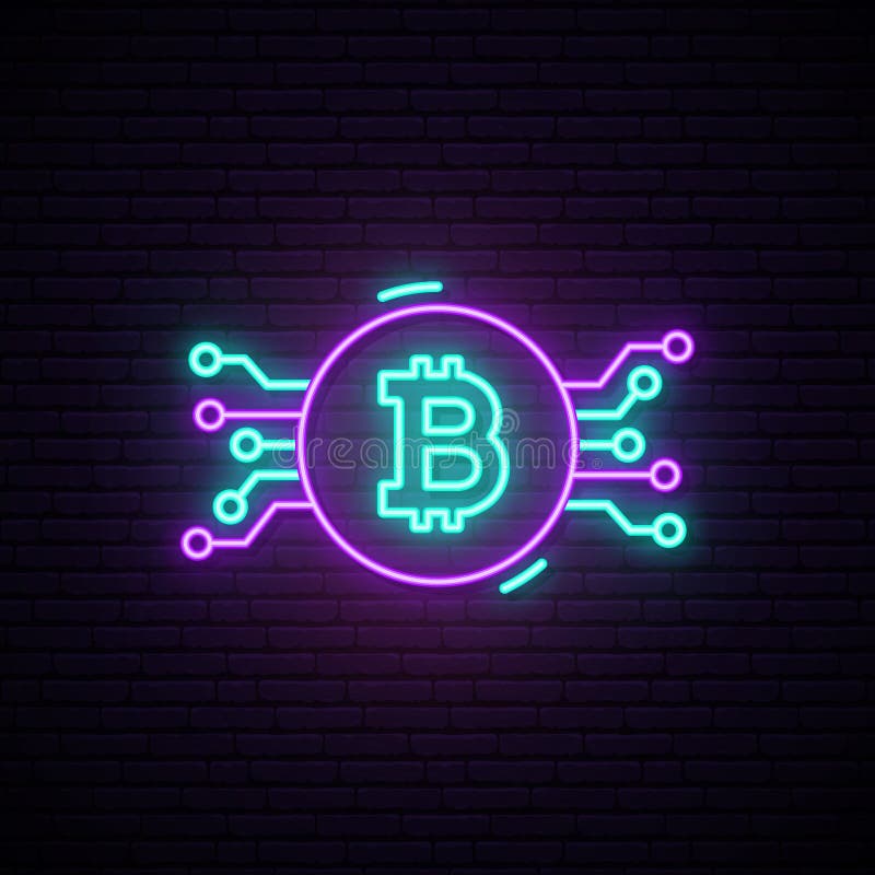 Bitcoin Neon Sign. Night Bright Advertisement Stock Vector ...