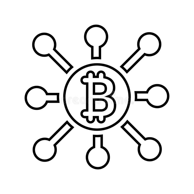 Bitcoin, Network Line Icon. Outline Vector Stock Vector - Illustration ...