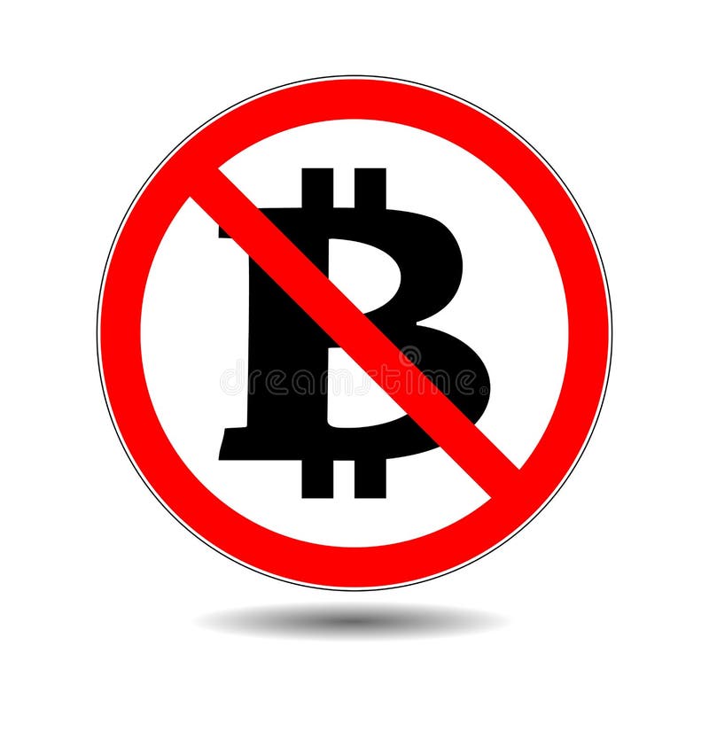 Bitcoin Not Accepted Sign. Crypto Monets Not Allowed Icon with Red ...