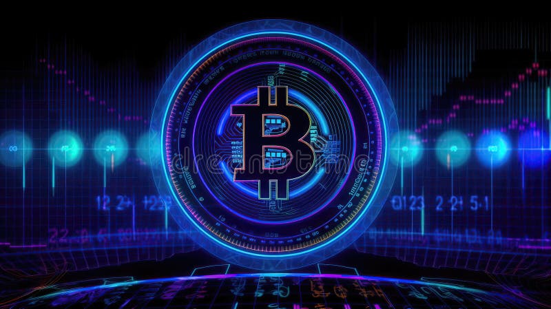 Bitcoin Online Trading Chart Background Blue Purple Black. Generative ...