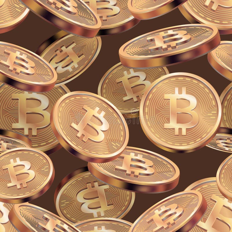 Bitcoin Pattern. Realistic Cryptocurrency Coins Web Blockchain ...