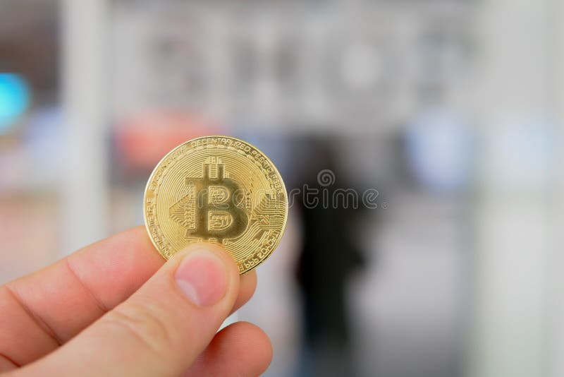 Bitcoin Payment in a Shop or Store Using Cryptocurrency Stock Photo ...