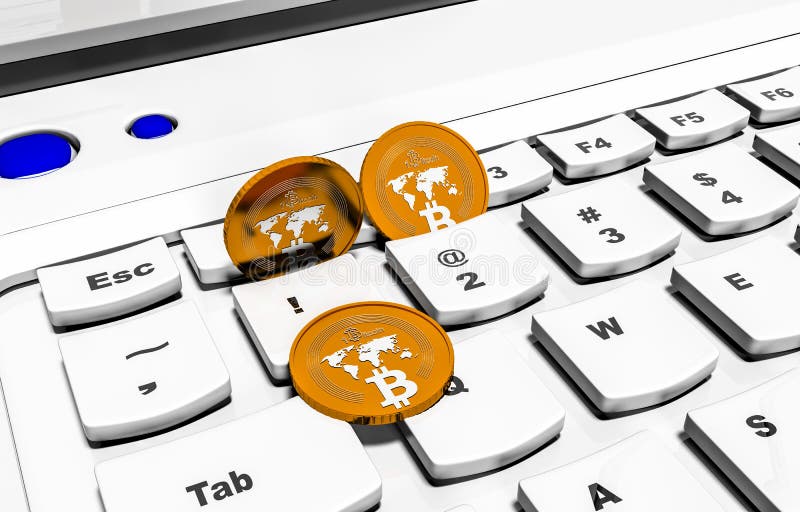 Bitcoin Physical Coin Symbol on Keyboard Stock Image - Image of bitcoin ...