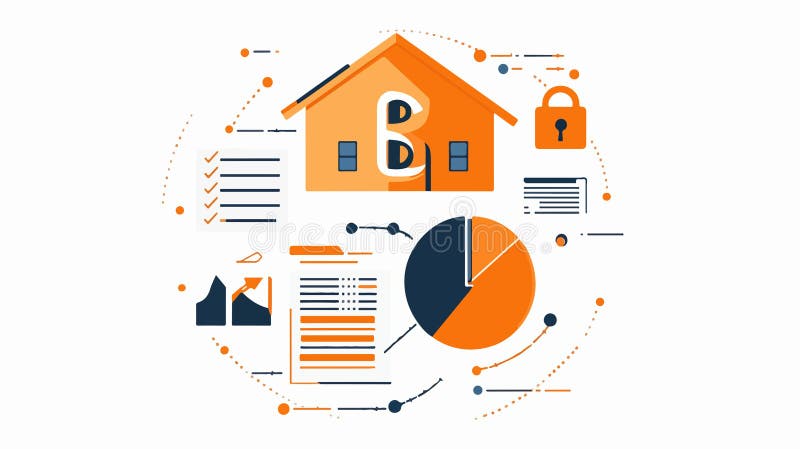 Bitcoin Pie Chart Graph Connected To Symbolic House Structure Stock ...